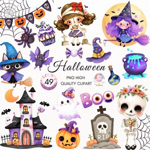 Halloween Clipart Bundle,cute Halloween Png,spooky Season,halloween ...
