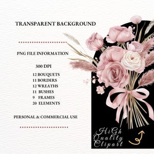 Watercolor Boho Flower,dried Plants Clipart,wild Floral Clipart,wedding ...