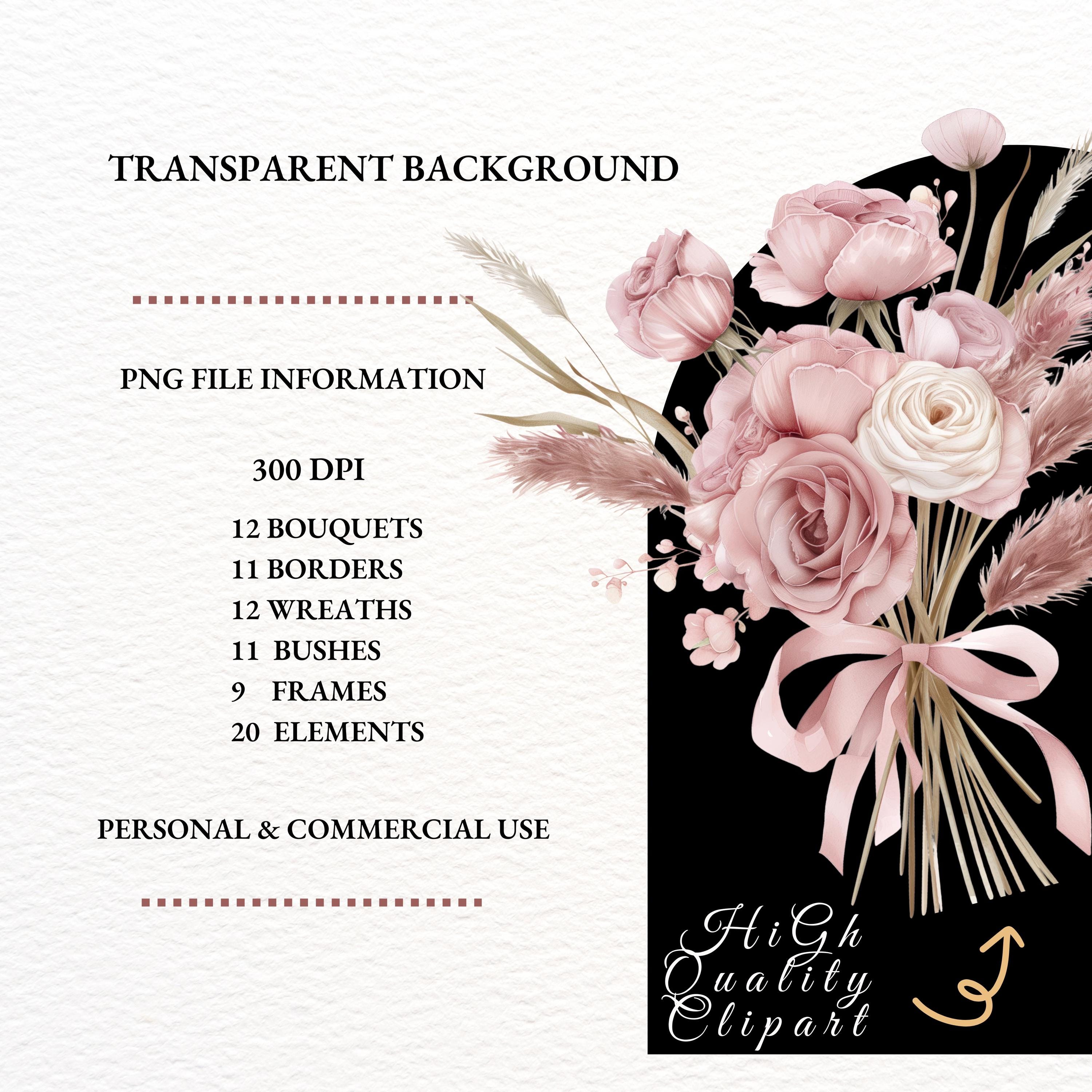 Watercolor Boho Flower,dried Plants Clipart,wild Floral Clipart,wedding ...