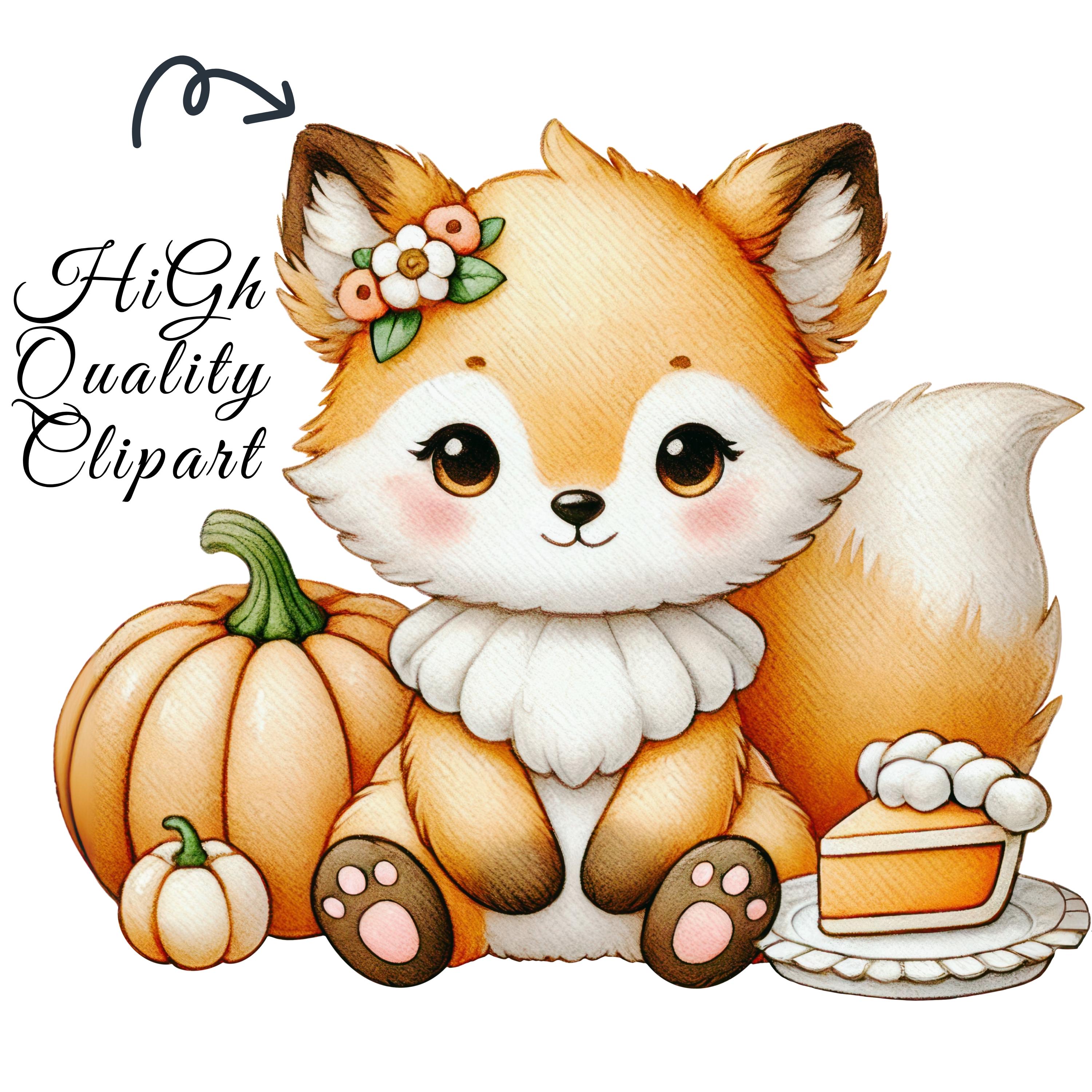 Thanksgiving Clipart, Autumn Woodland Animals, Nursery Decoration (PNG ...