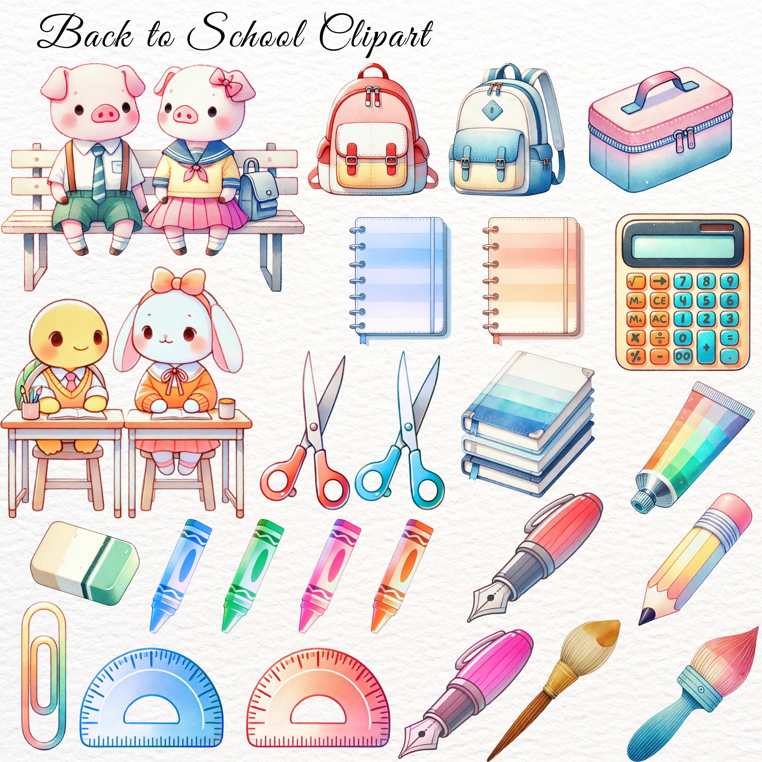 Back to School Clipart,school Clipart Set,school Supplies Clipart ...