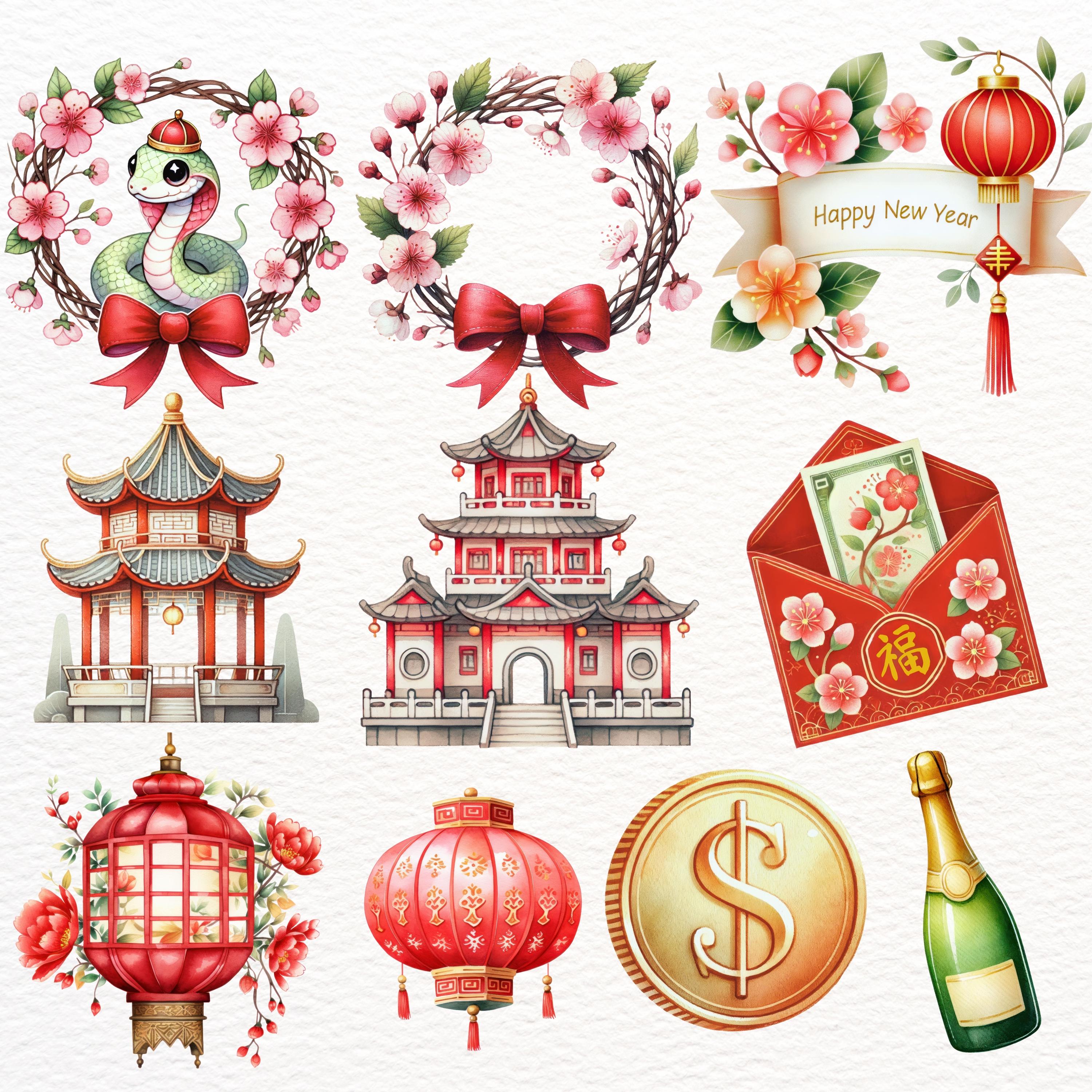 Year of the Snake Clipart: Chinese New Year PNG (50 Files) - Etsy
