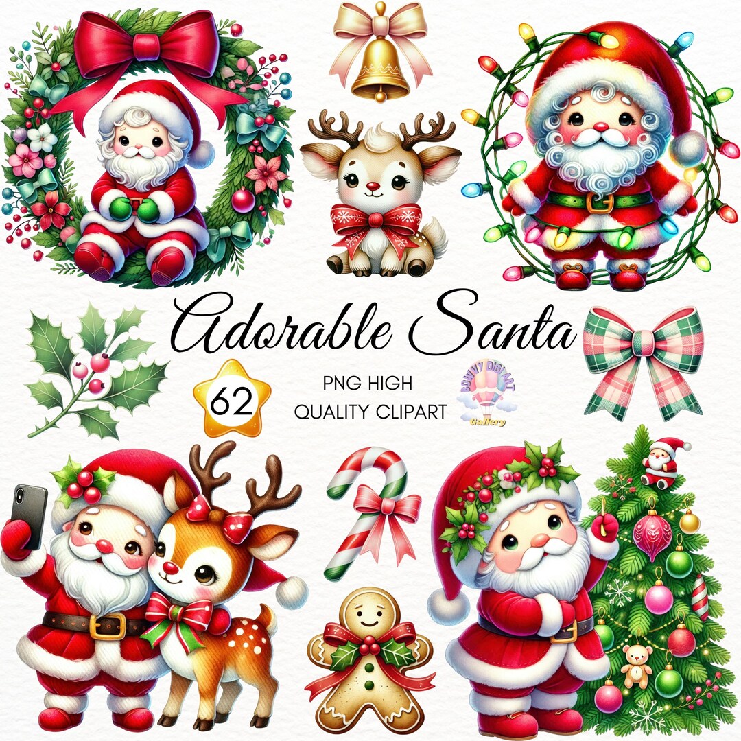 Adorable Santa Clipart,christmas Clipart,cute Christmas Clipart ...