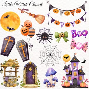 Little Witch Clipart,halloween Clipart,adorable Witchy Graphics ...