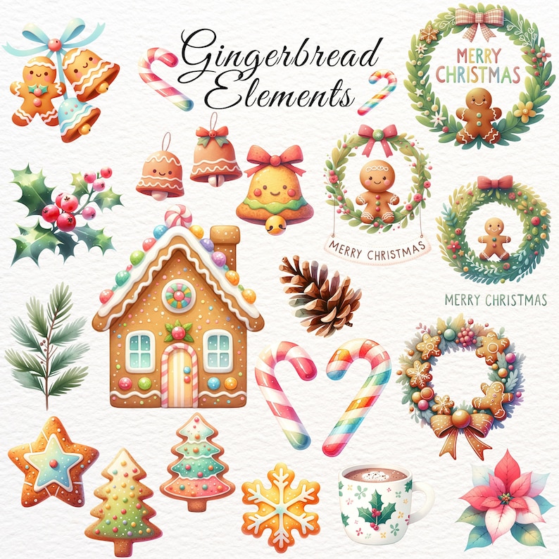 Gingerbread Christmas Clipart,watercolor Gingerbread Girl,gingerbread ...