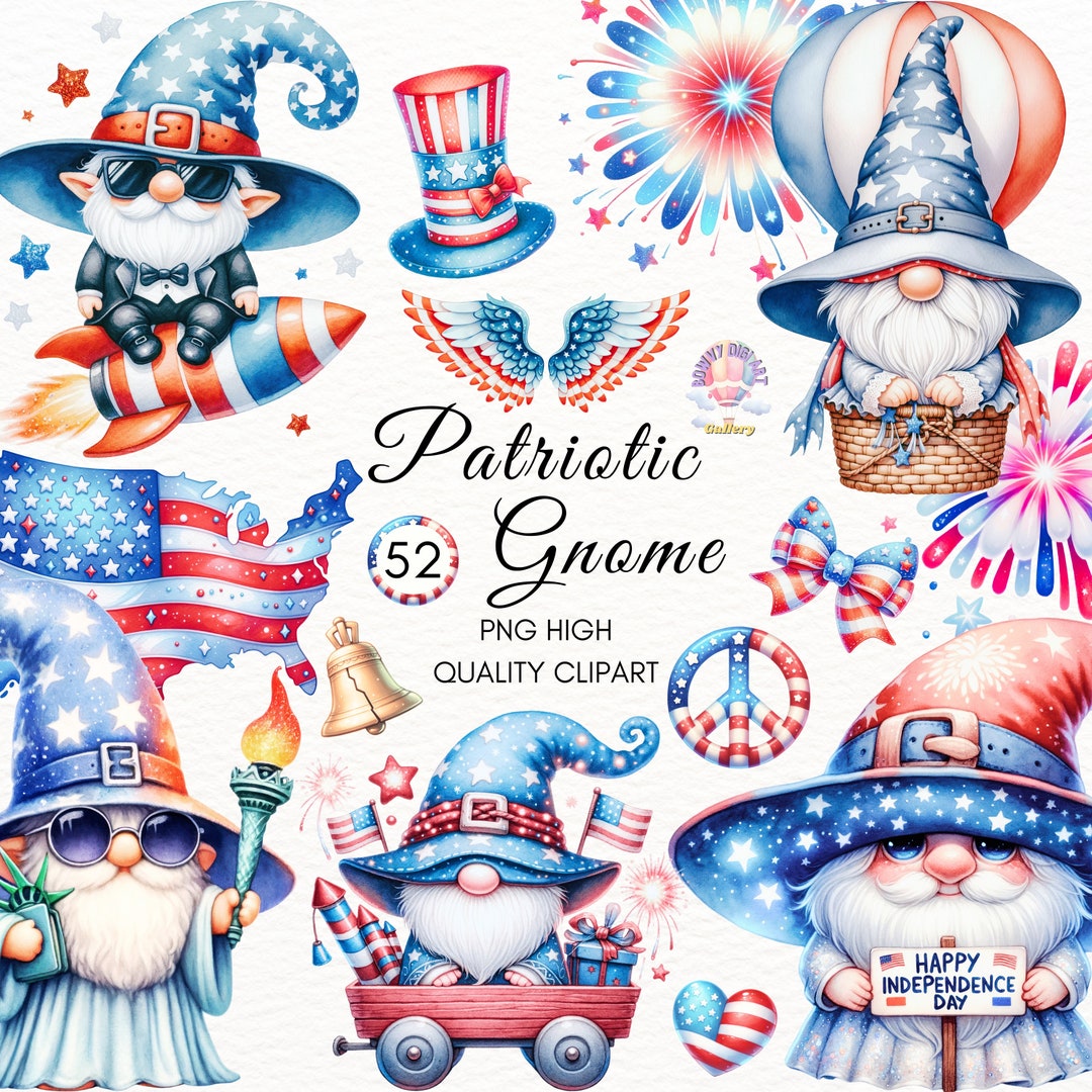 Patriotic Gnome Clipart,4th of July Clipart,patriotic Png,independence ...