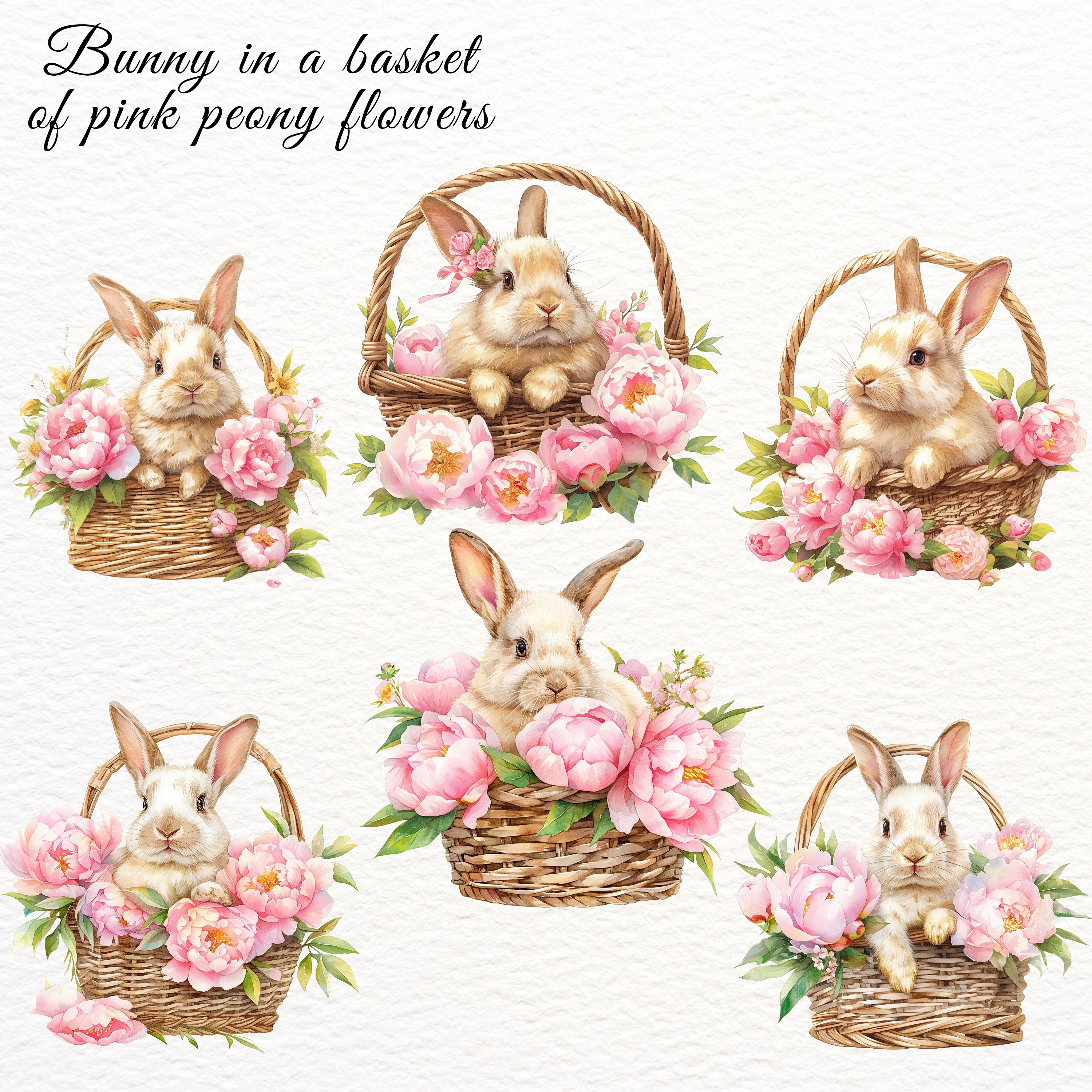 Floral Bunny Clipart,bunnies Clipart,easter Clipart,floral Clipart ...