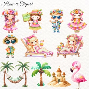 Hawaii Luau Clipart Bundle 57 PNG | Tropical Party Aloha Hibiscus Palm ...