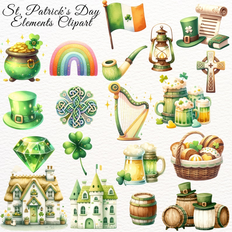 Watercolor Saint Patricks Gnomes Clipart,st. Patrick's Day Gnomes ...