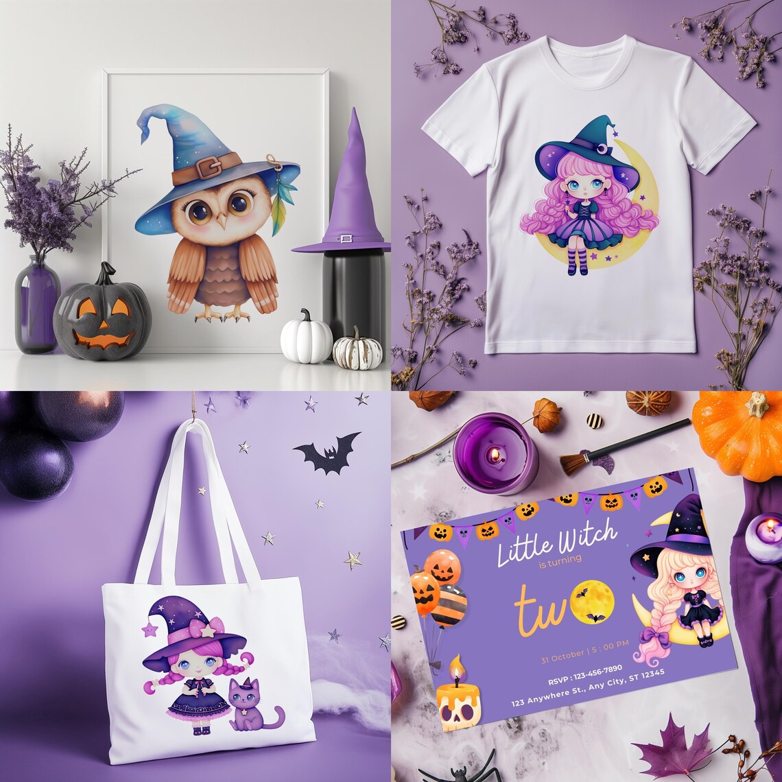 Little Witch Clipart,halloween Clipart,adorable Witchy Graphics ...
