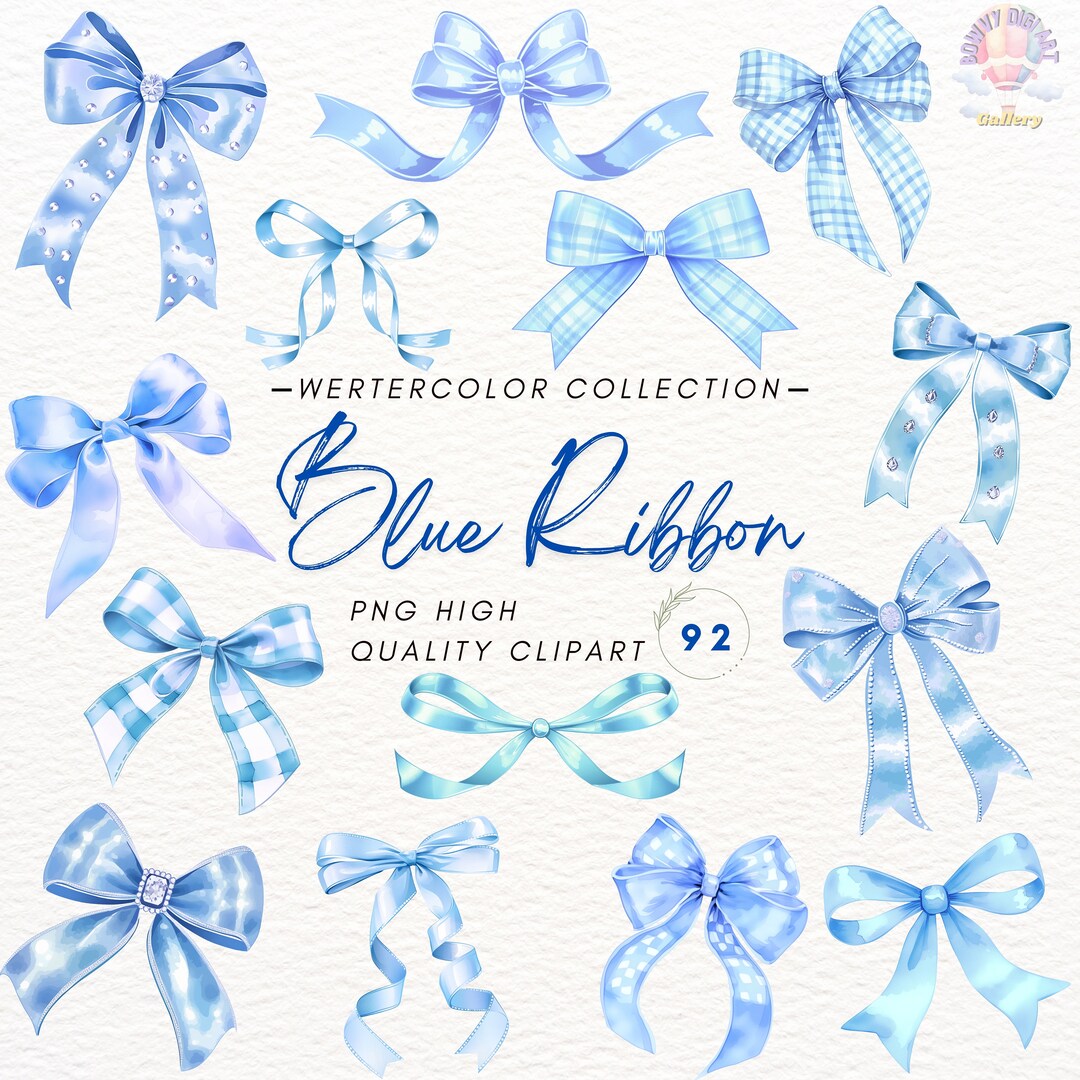 Watercolor Blue Ribbon Clipart,blue Bows Png,coquette,coquette Bow ...