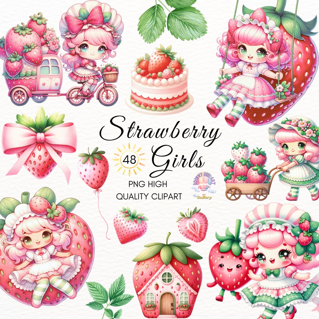 Strawberry Girls Clipart,strawberry Png,strawberry Shortcake,strawberry ...