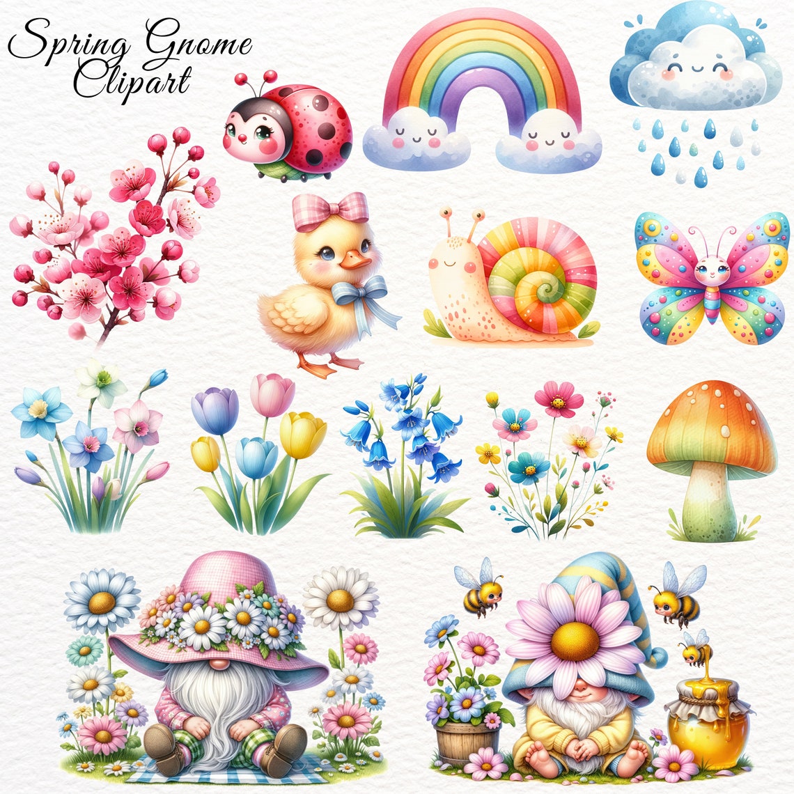 Spring Gnome Clipart,garden Gnome Png,easter Gnome Design,colorful ...