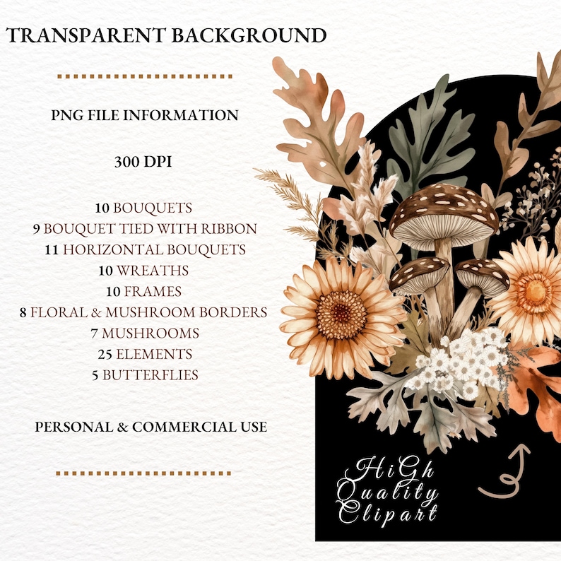 Fall Woodland Clipart,woodland Flowers Clipart,mushrooms Png,woodland ...