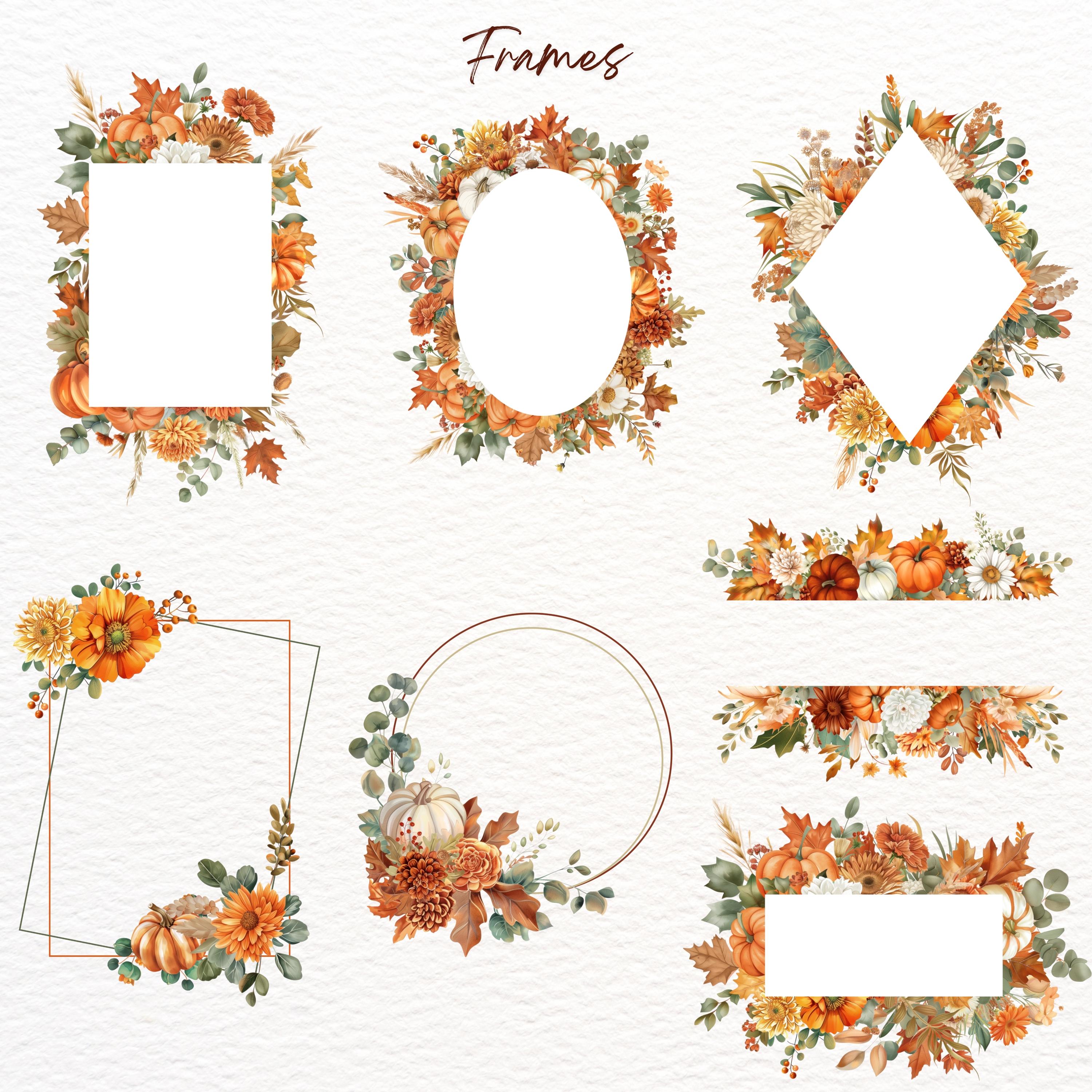 Pumpkins and Flowers,autumn Florals Clipart,pumpkin Clipart,fall Floral ...