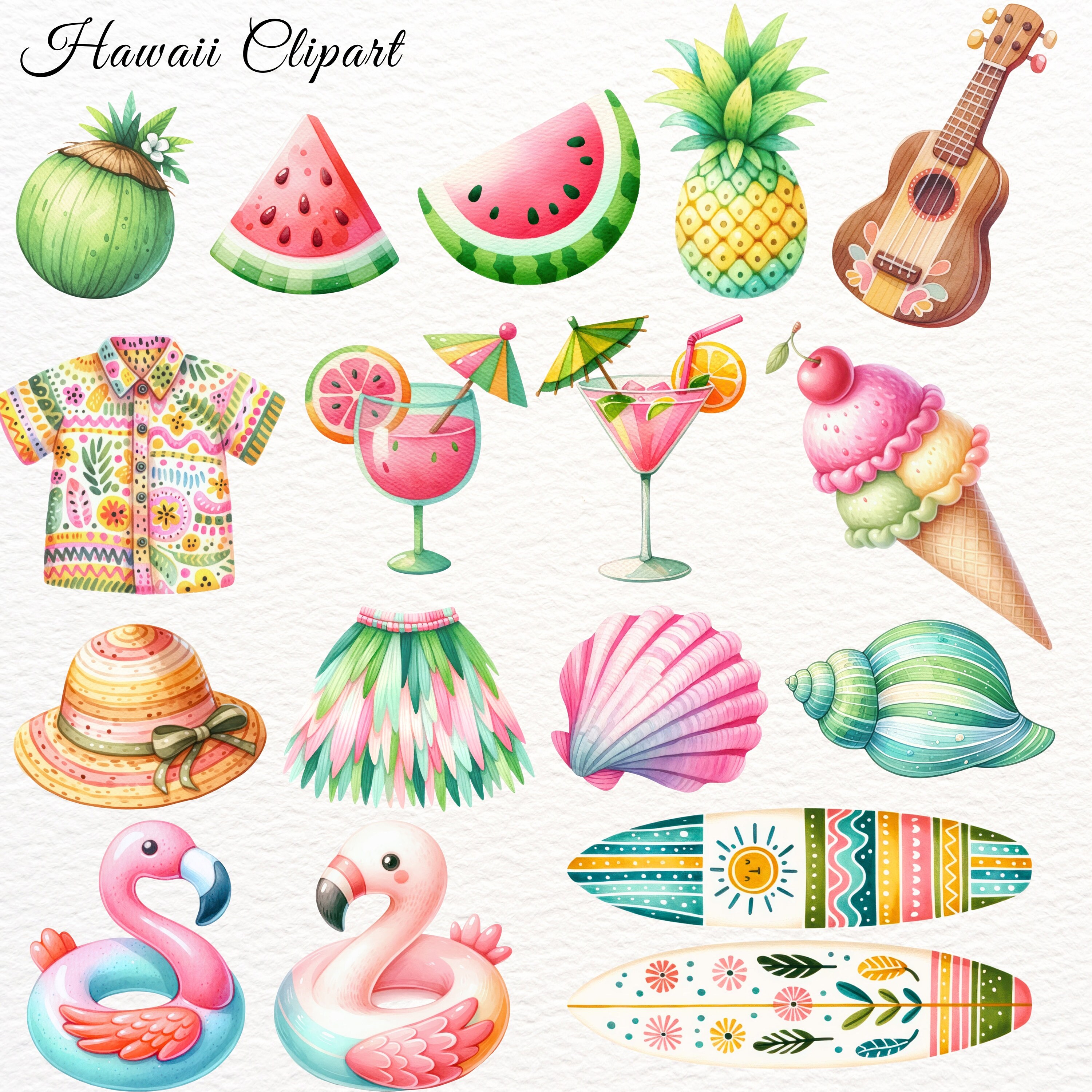 Hawaii Clipart,hawaii & Luau Clipart,luau Clipart,tiki Clipart, Summer ...