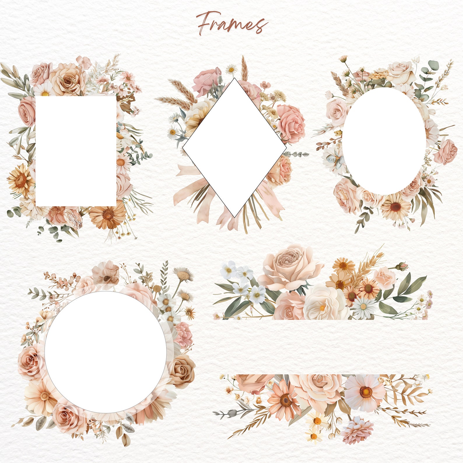 Neutral Watercolor Flowers Clipart,bohemian Flowers,terracotta Boho ...