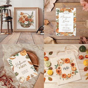 Pumpkins and Flowers,autumn Florals Clipart,pumpkin Clipart,fall Floral ...