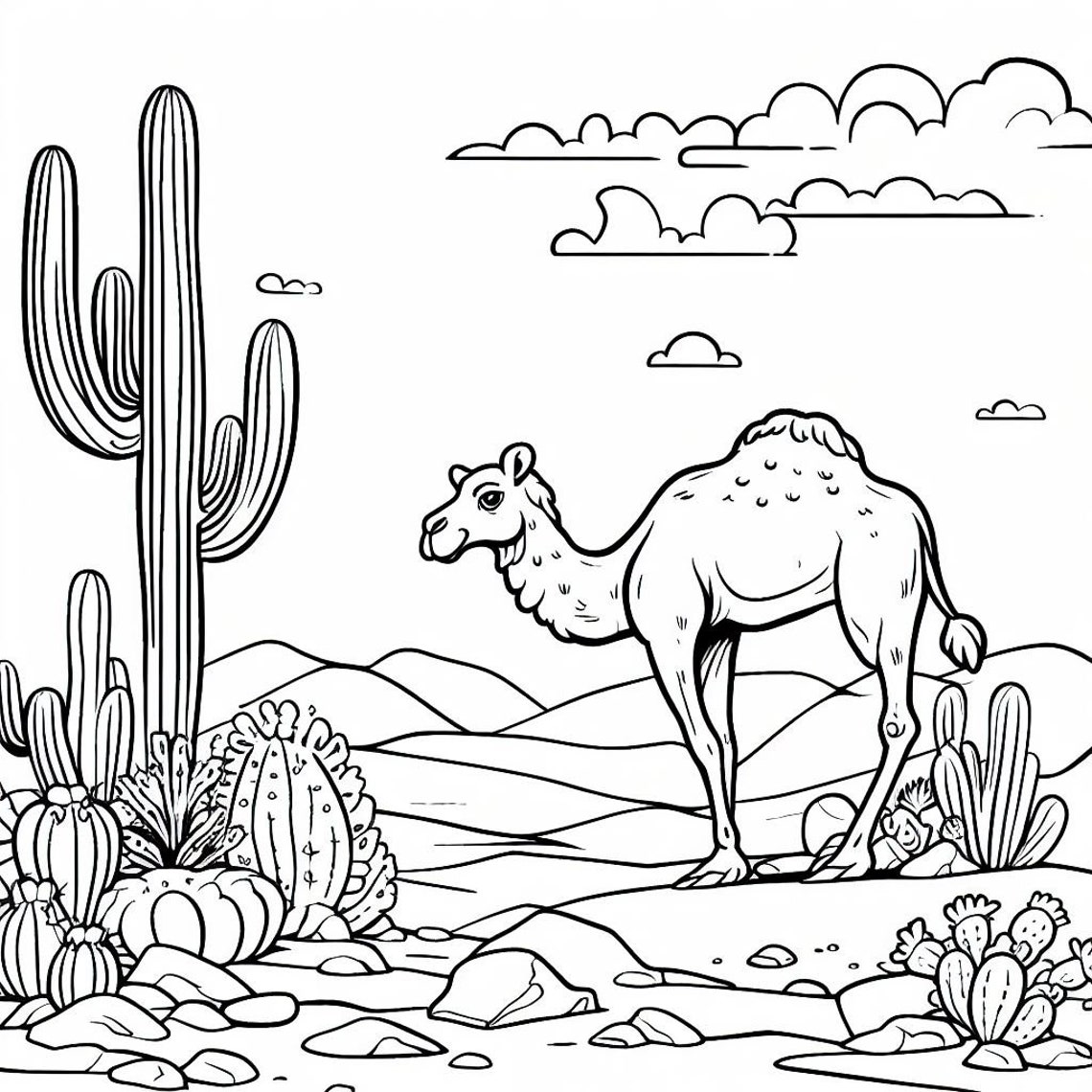 Camile in Desert Coloring Pages for Child Digital Drawing Verma Ji Art ...