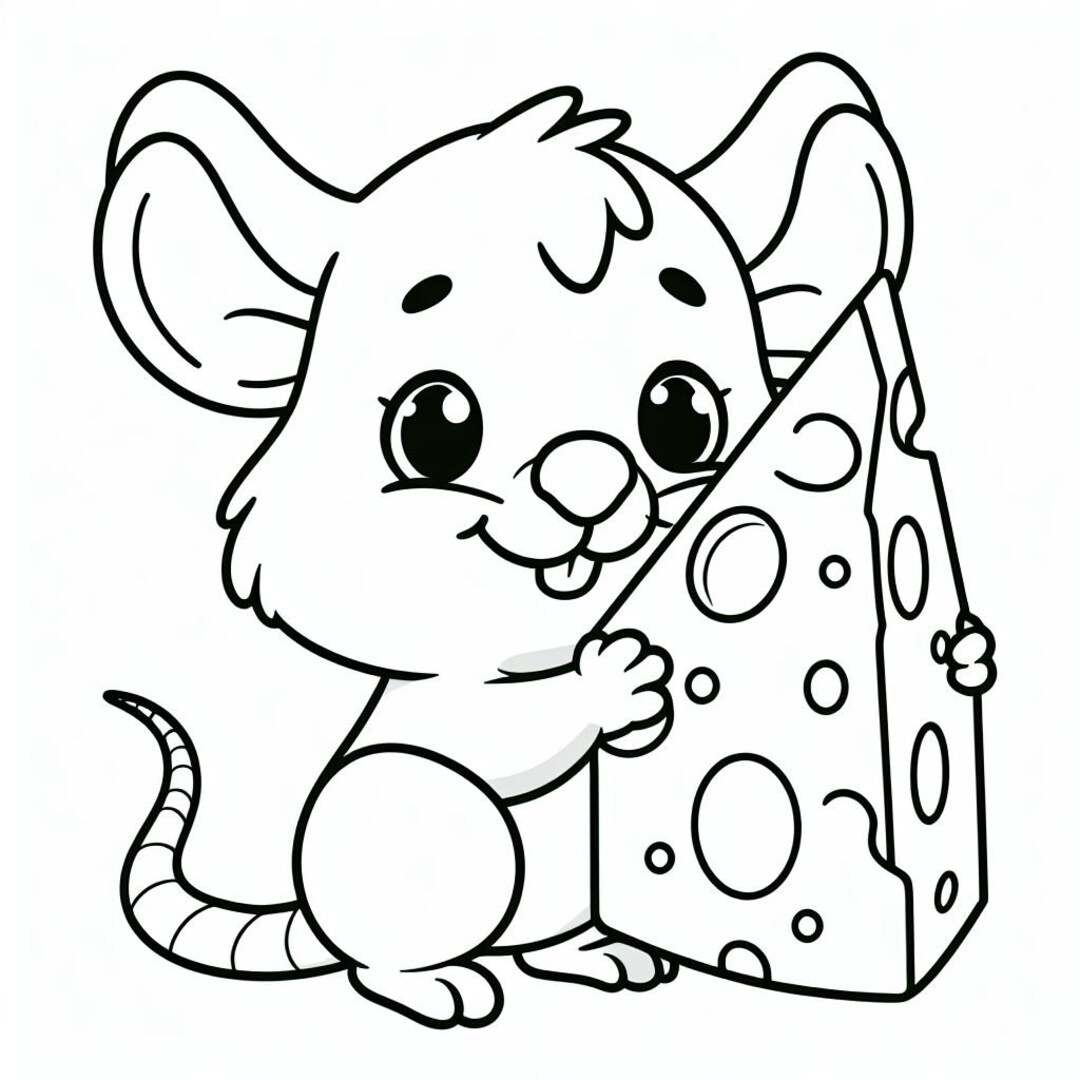 Rat With Chees Coloring Pages for Child Digital Drawing Verma Ji Art ...
