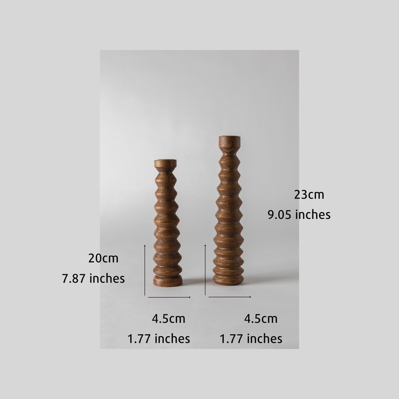 Candlesticks IKARIA Brown | Set of 2 Candlesticks | Wooden Candlestick ...