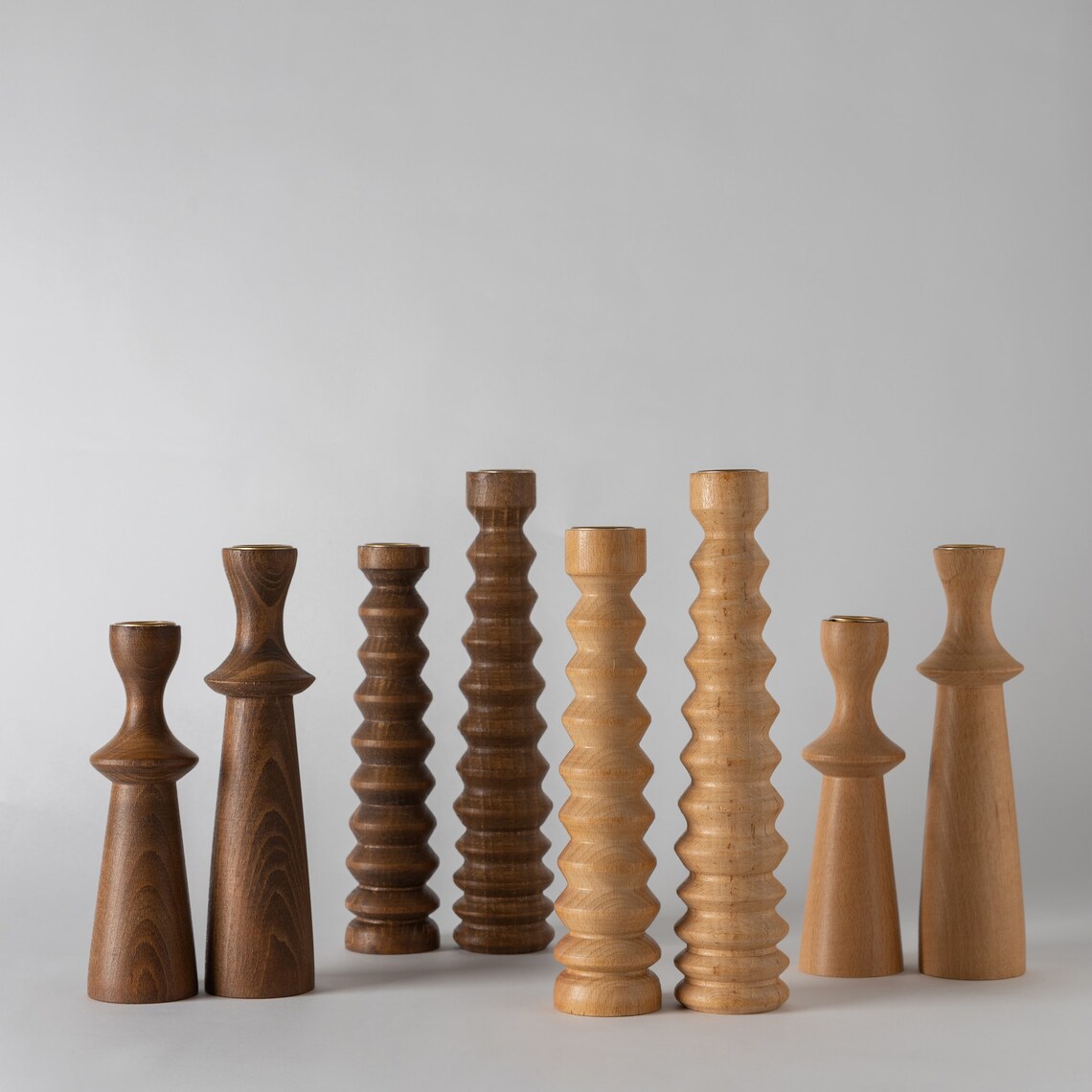 Candlesticks ITHACA Brown | Set of 2 Candlesticks | Wooden Candlestick ...