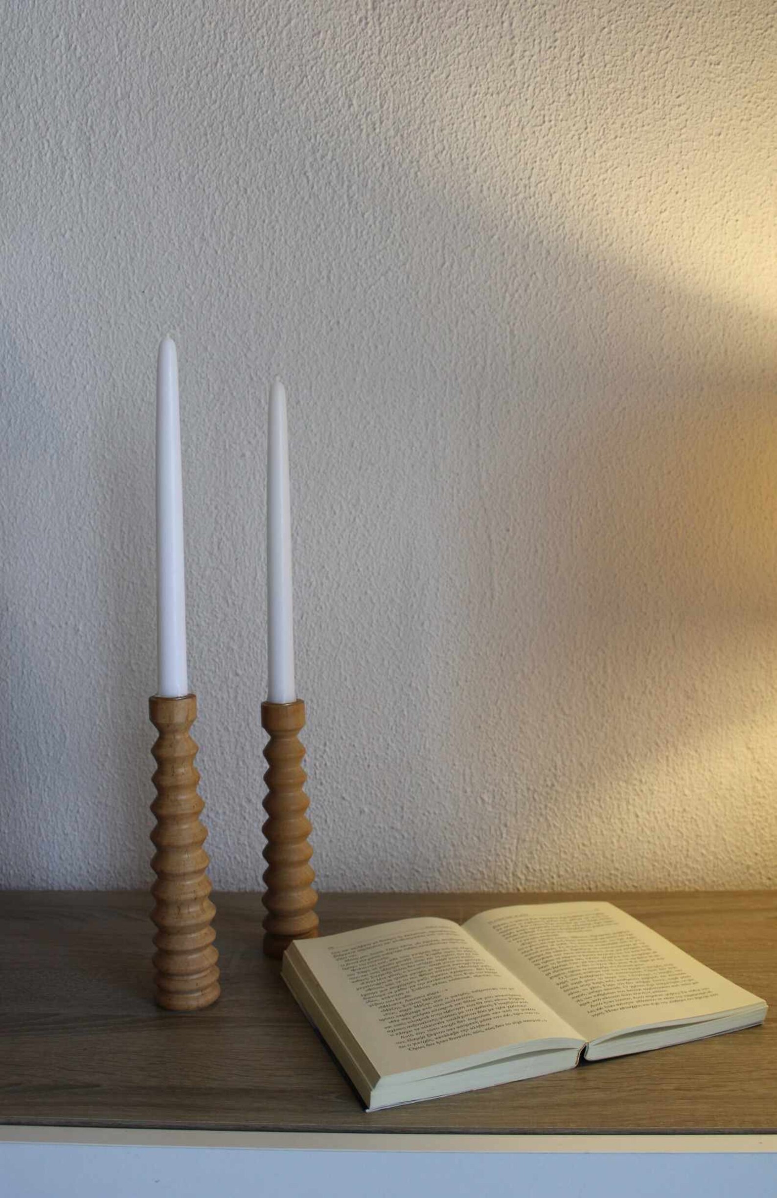 Candlesticks IKARIA Natural | Set of 2 Candlesticks | Wooden Candlestick Holder | Wood Pillar ...