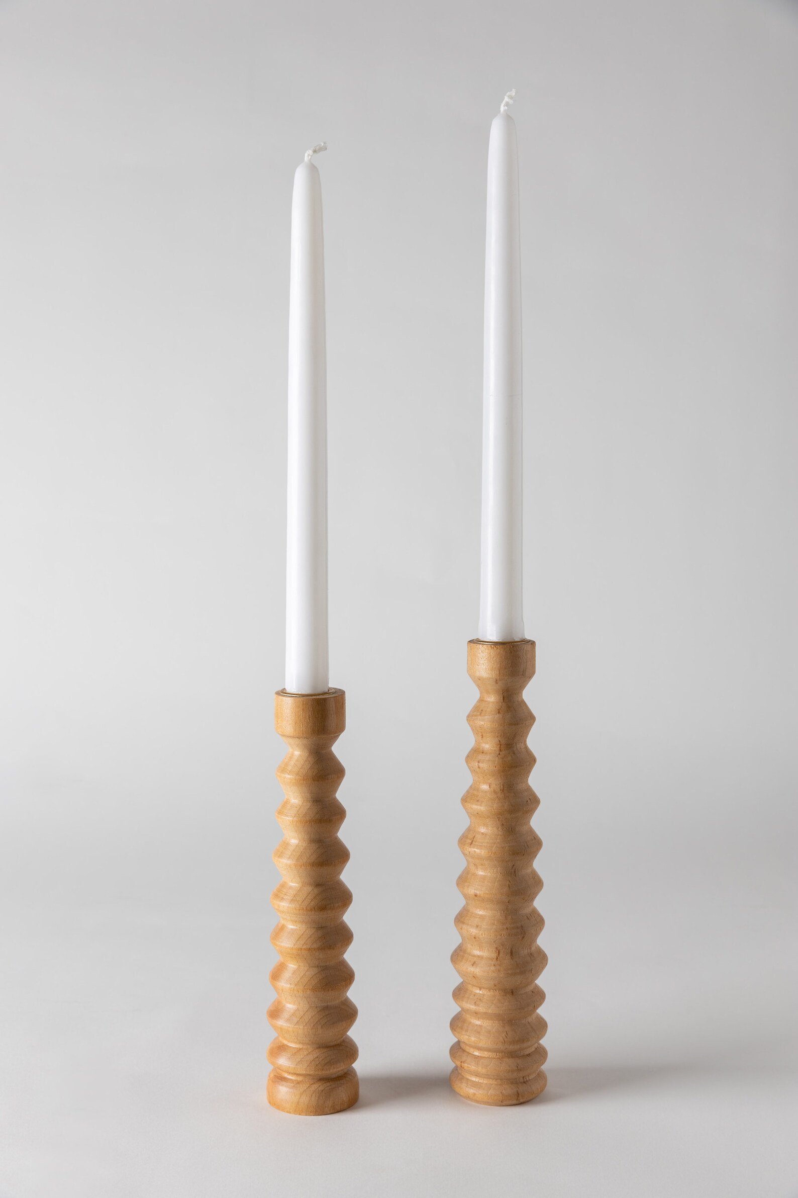 Candlesticks IKARIA Natural | Set of 2 Candlesticks | Wooden Candlestick Holder | Wood Pillar ...