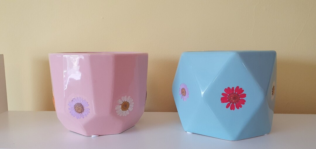 Art Deco Pressed Flower Ceramic Plant Pots - Etsy