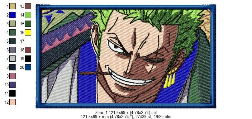 Zoro From the Anime One Piece, Design for Embroidery Machine Zoro - Etsy