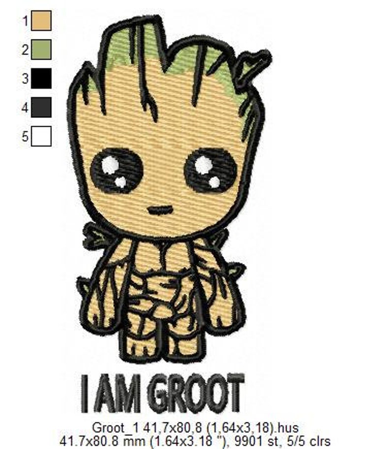 Groot Design for Embroidery Machine - Groot From the Film Guardians of ...