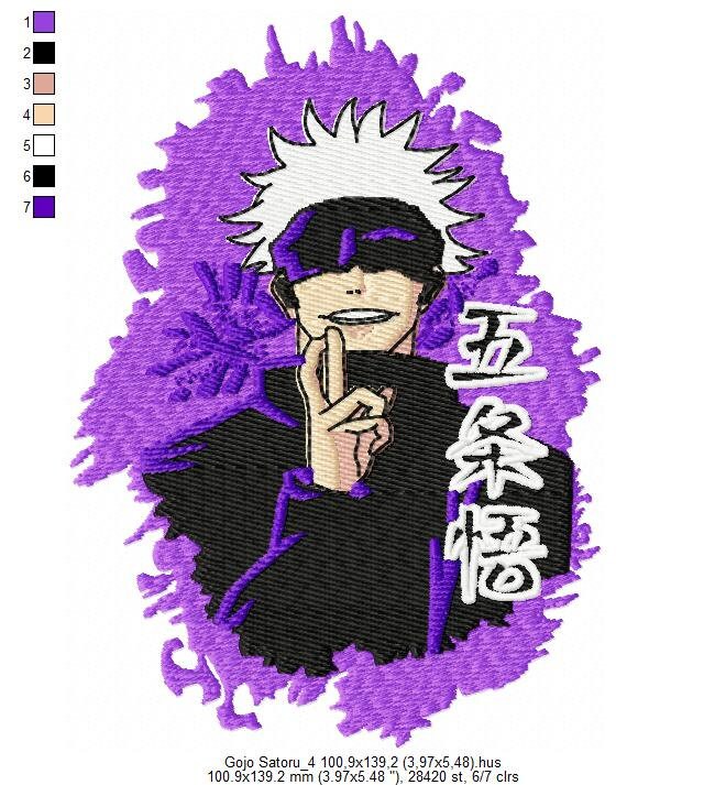 Gojo Satoru From the Anime Jujutsu Kaisen, Design for Embroidery ...