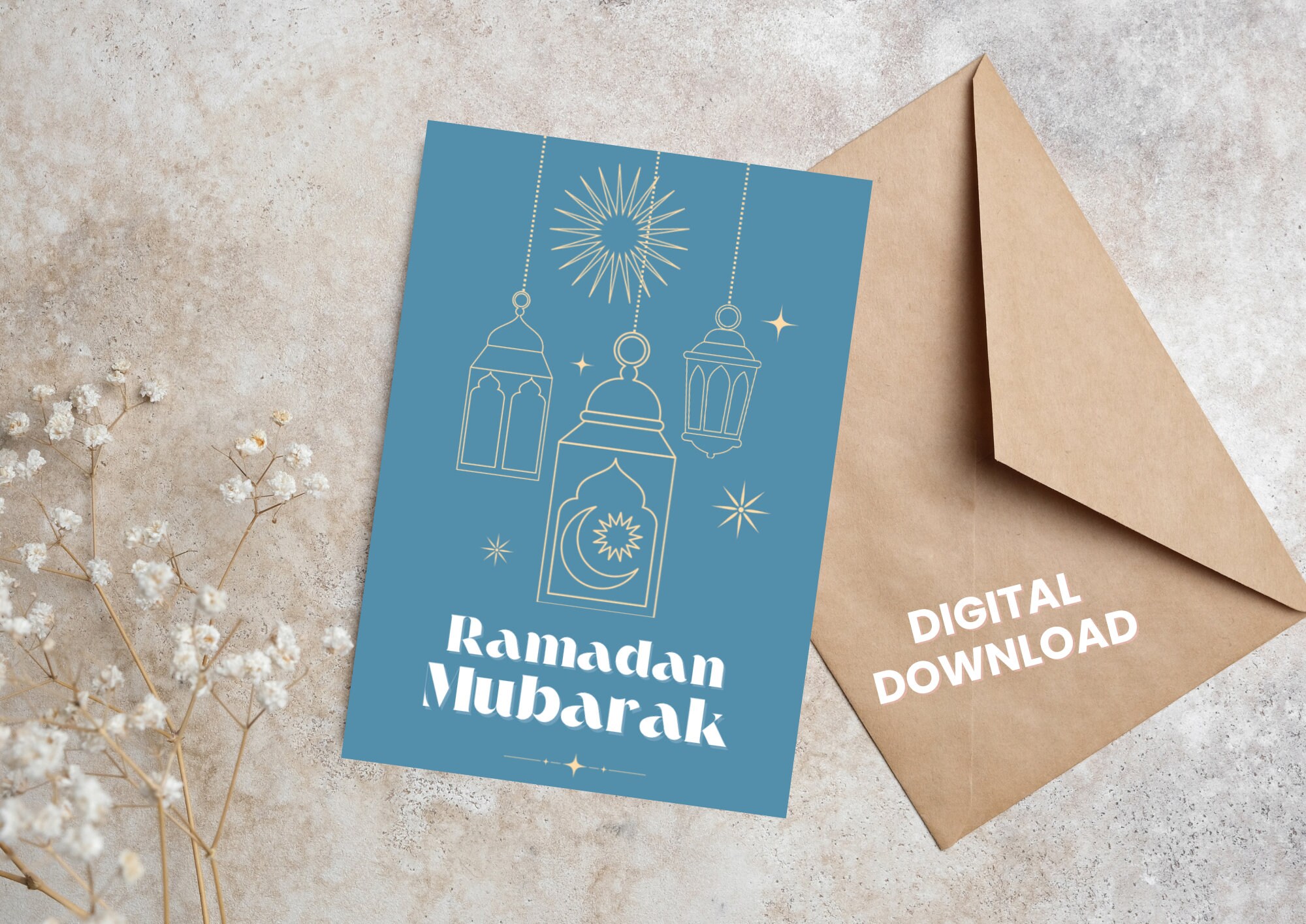 Ramadan Mubarak Printable Card, Printable Muslim Greeting Cards ...