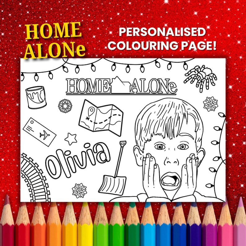 Personalised Home Alone Colouring Page, Instant Download, Printable ...