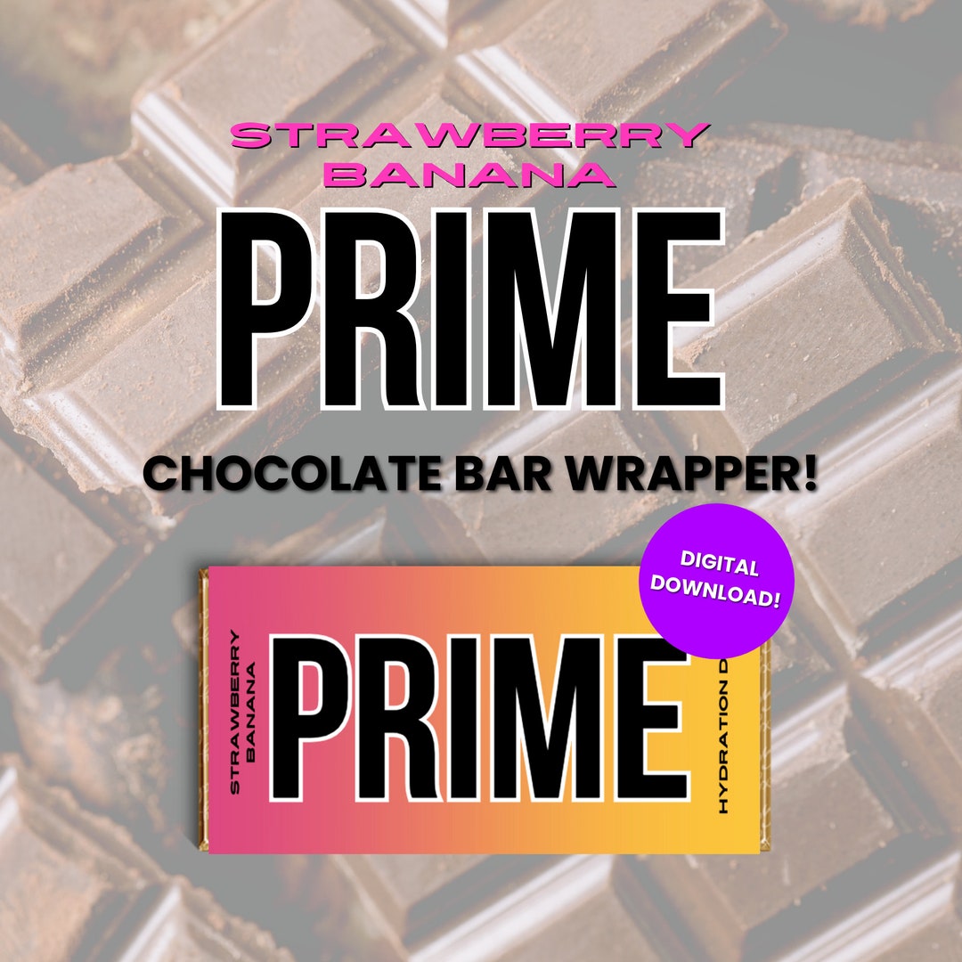 Strawberry Banana Prime Chocolate Bar Wrapper, Birthday Party Favor ...