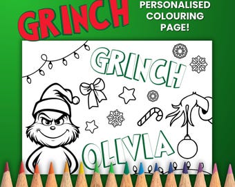 Grinch Colouring Page, Instant Download, Printable Christmas Coloring ...