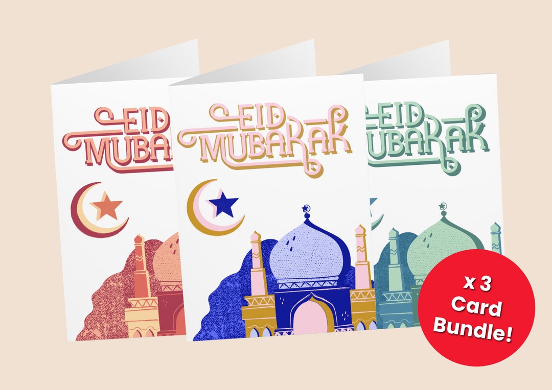 X3 Eid Mubarak Printable Card Designs, Instant Digital Download Money ...