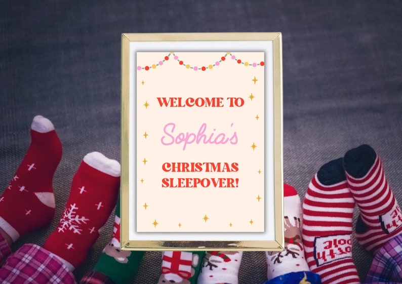 Printable Christmas Sleepover Welcome Sign Christmas Theme - Etsy