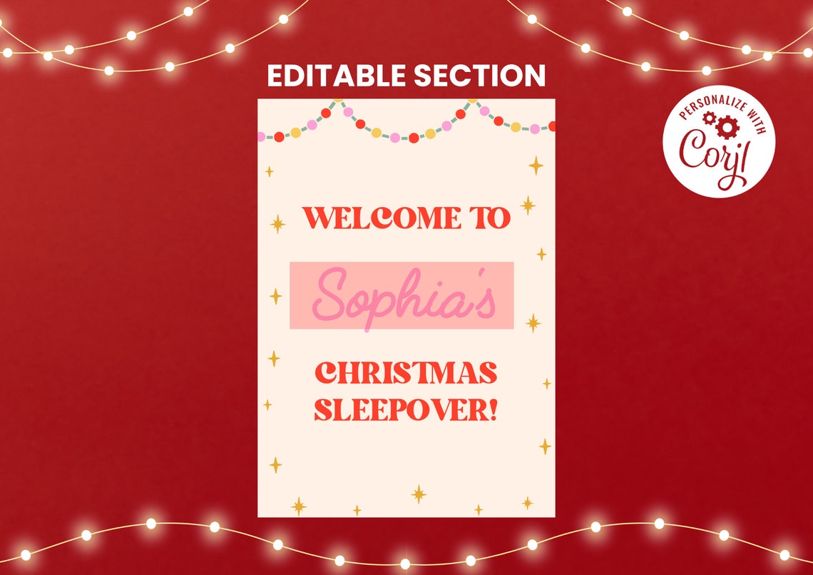 Printable Christmas Sleepover Welcome Sign Christmas Theme - Etsy