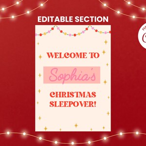 Printable Christmas Sleepover Welcome Sign Christmas Theme - Etsy