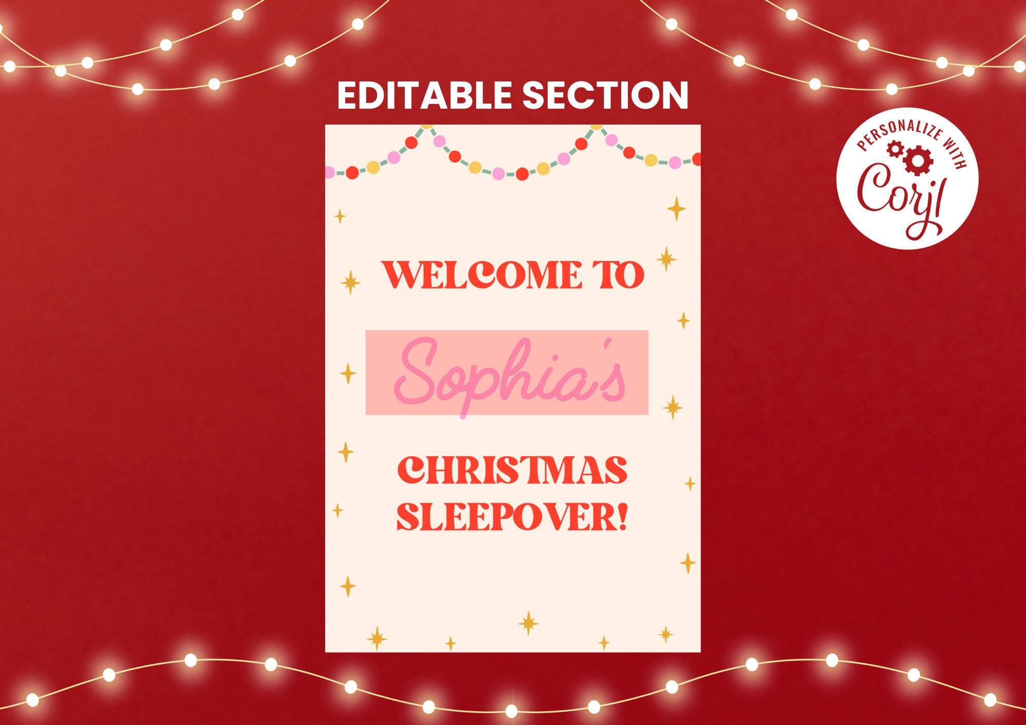 Printable Christmas Sleepover Welcome Sign Christmas Theme - Etsy
