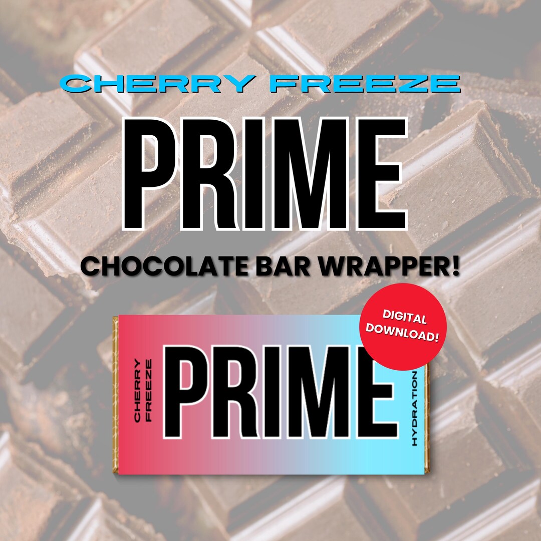 Cherry Freeze Prime Chocolate Bar Wrapper, Party Favor (digital ...