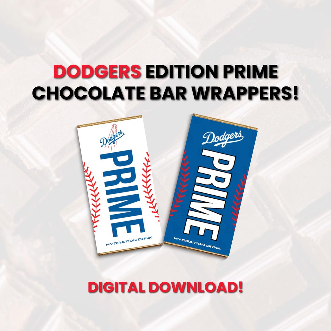 Dodgers Prime Chocolate Bar Wrappers, Birthday Party Favors (digital ...