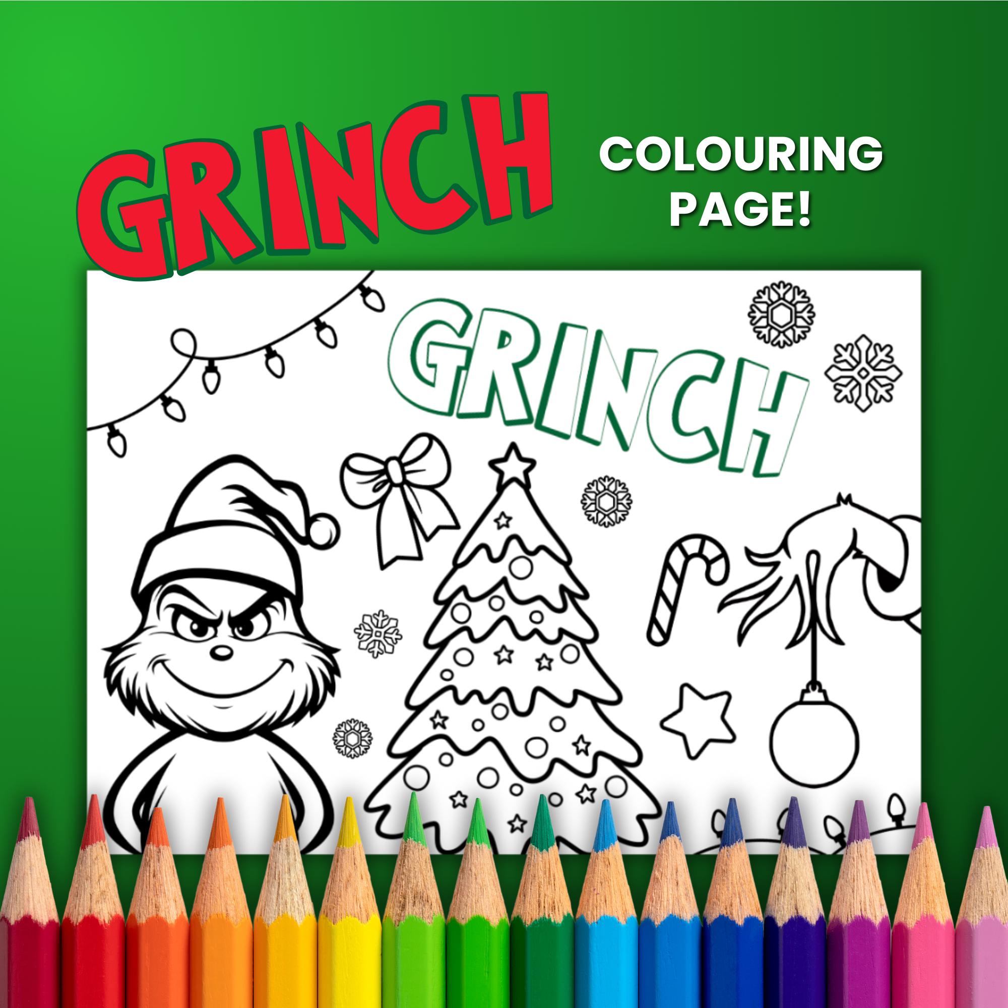 Grinch Colouring Page, Instant Download, Printable Christmas Coloring ...