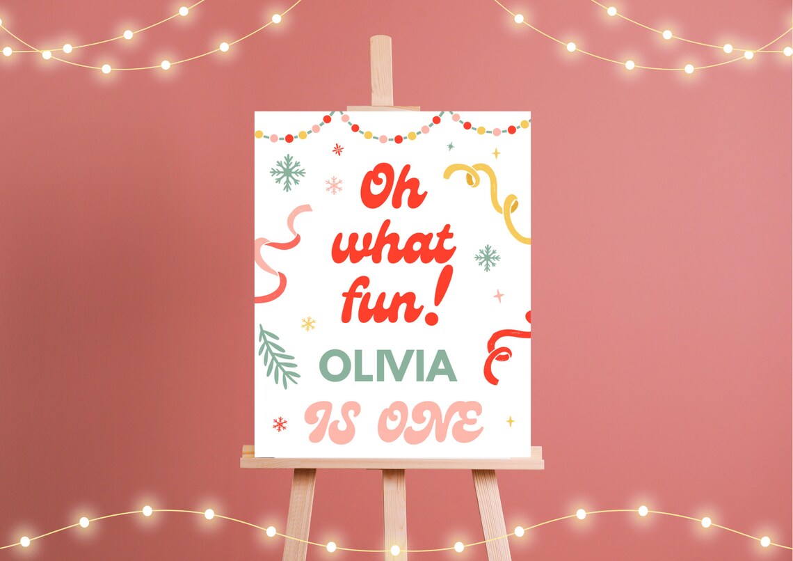 Printable First Birthday Party Welcome Sign Christmas Theme - Etsy