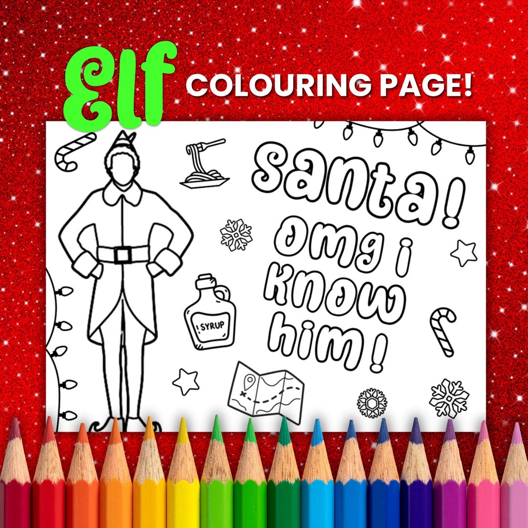 Elf Colouring Page, Instant Download, Printable Christmas Coloring Book ...