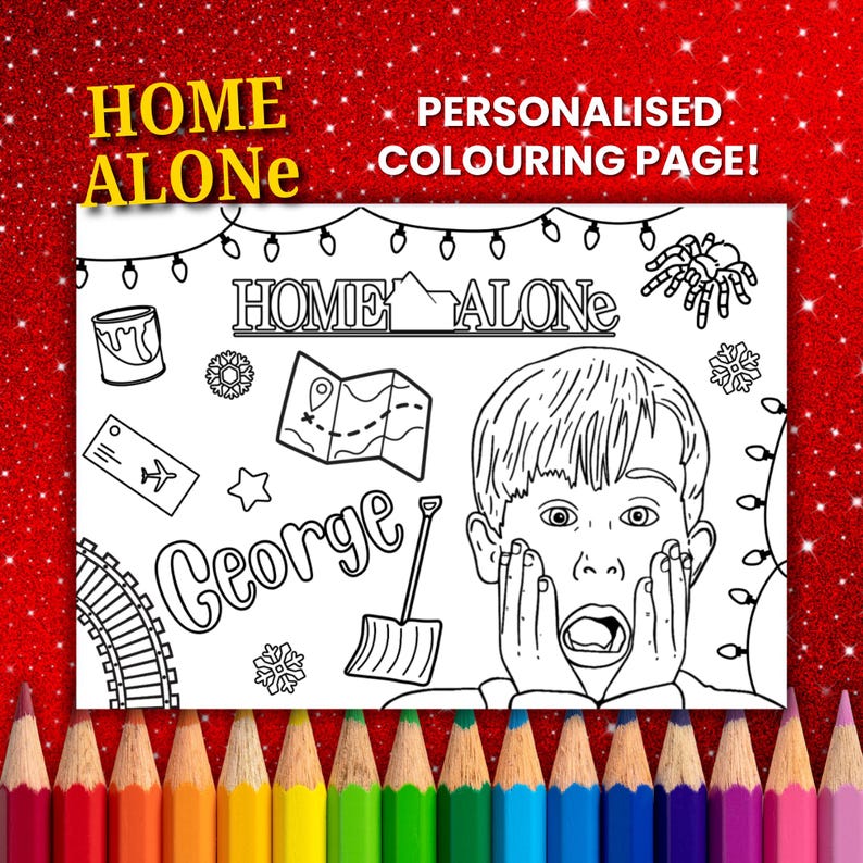Personalised Home Alone Colouring Page, Instant Download, Printable ...