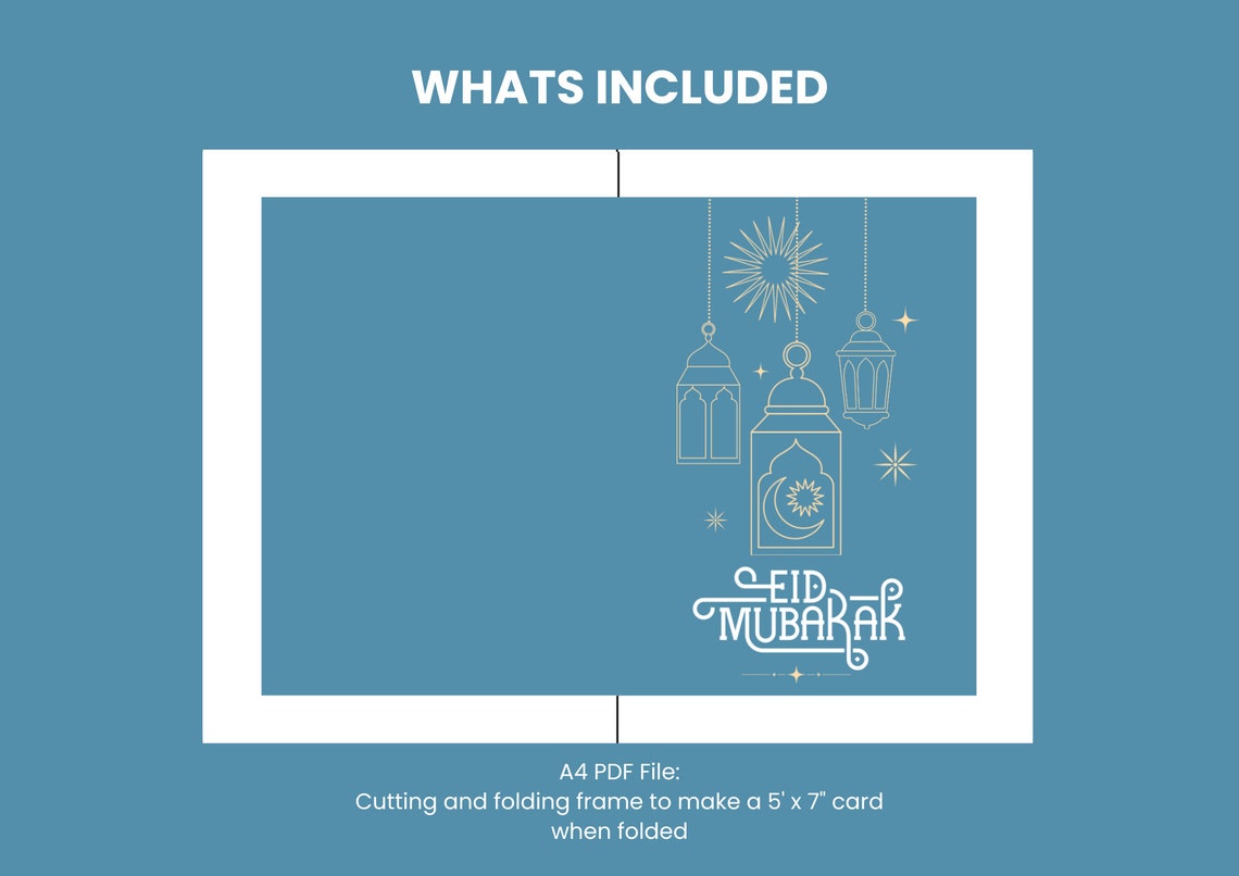 Eid Mubarak Printable Card, Printable Muslim Greeting Cards, Islamic ...