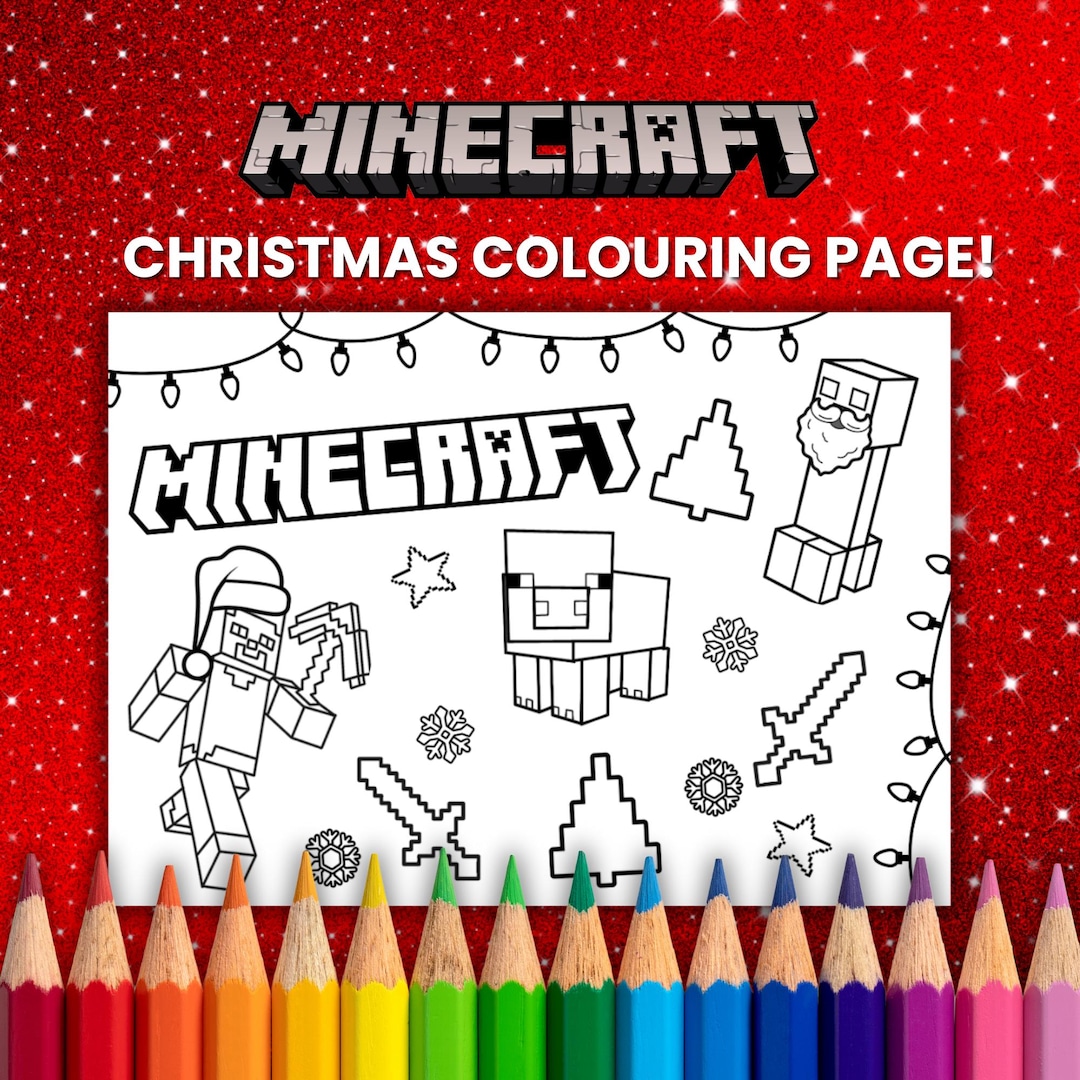 Minecraft Christmas Colouring Page, Instant Download, Printable ...