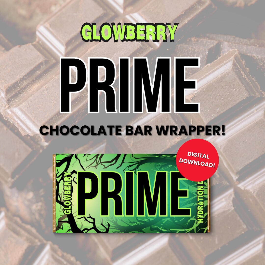 Glowberry Prime Hydration Chocolate Bar Wrapper, Birthday Gift, Party ...